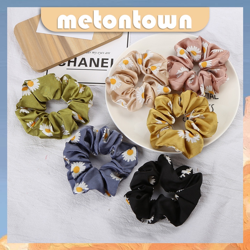Jual Ikat Rambut Scrunchie Gsya Ponytail Aksen Bunga Daisy Bahan Satin ...