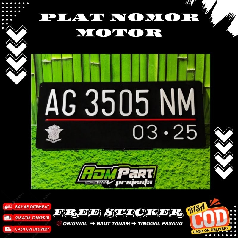 Jual PLAT MOTOR WARNA HITAM SUDAH BAUT TANAM TINGGAL PASANG (free ...