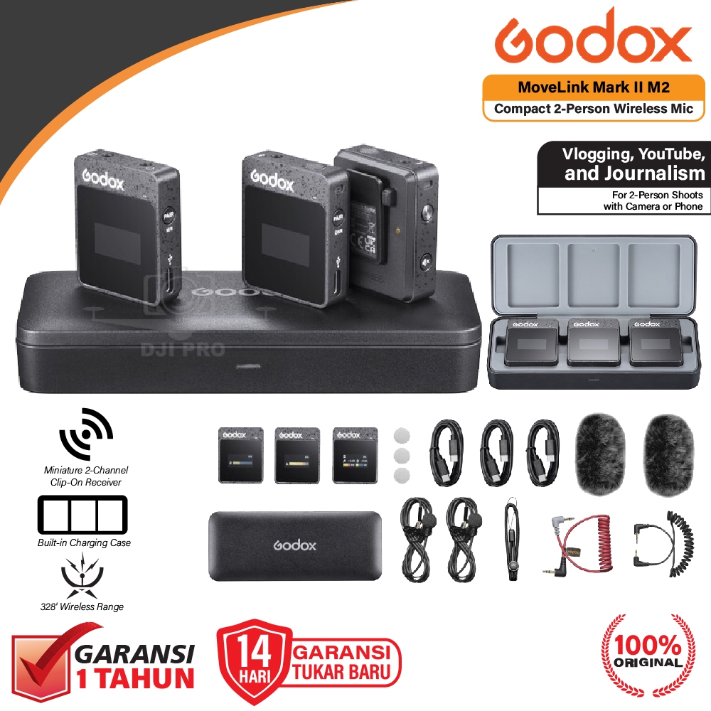 Jual Godox MoveLink M2 II 2-Person Wireless Microphone System Mic ...