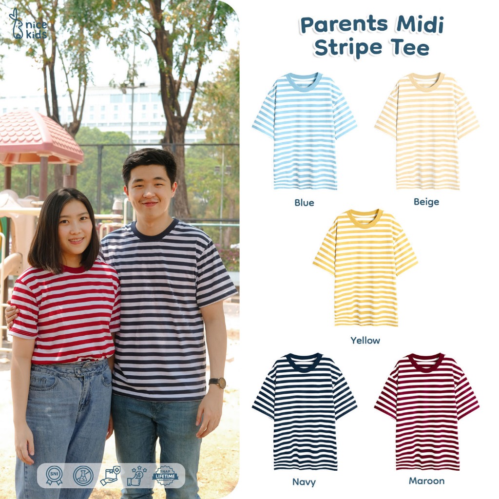 Jual Nice Kids - Parents Midi Stripe Tee Shirt Kaos Garis Dewasa Ayah ...