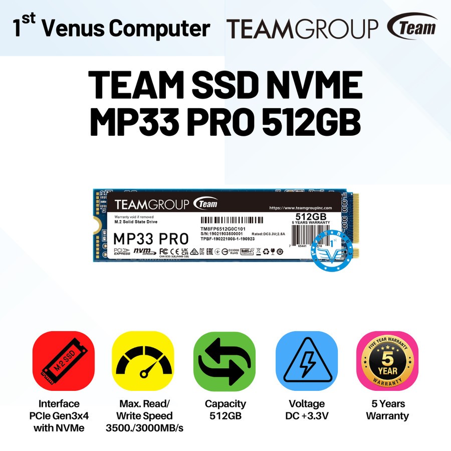 Jual SSD Team MP33 Pro M.2 2280 NVME 512GB - PCIe Gen 3x4 / MEM32-TEM ...