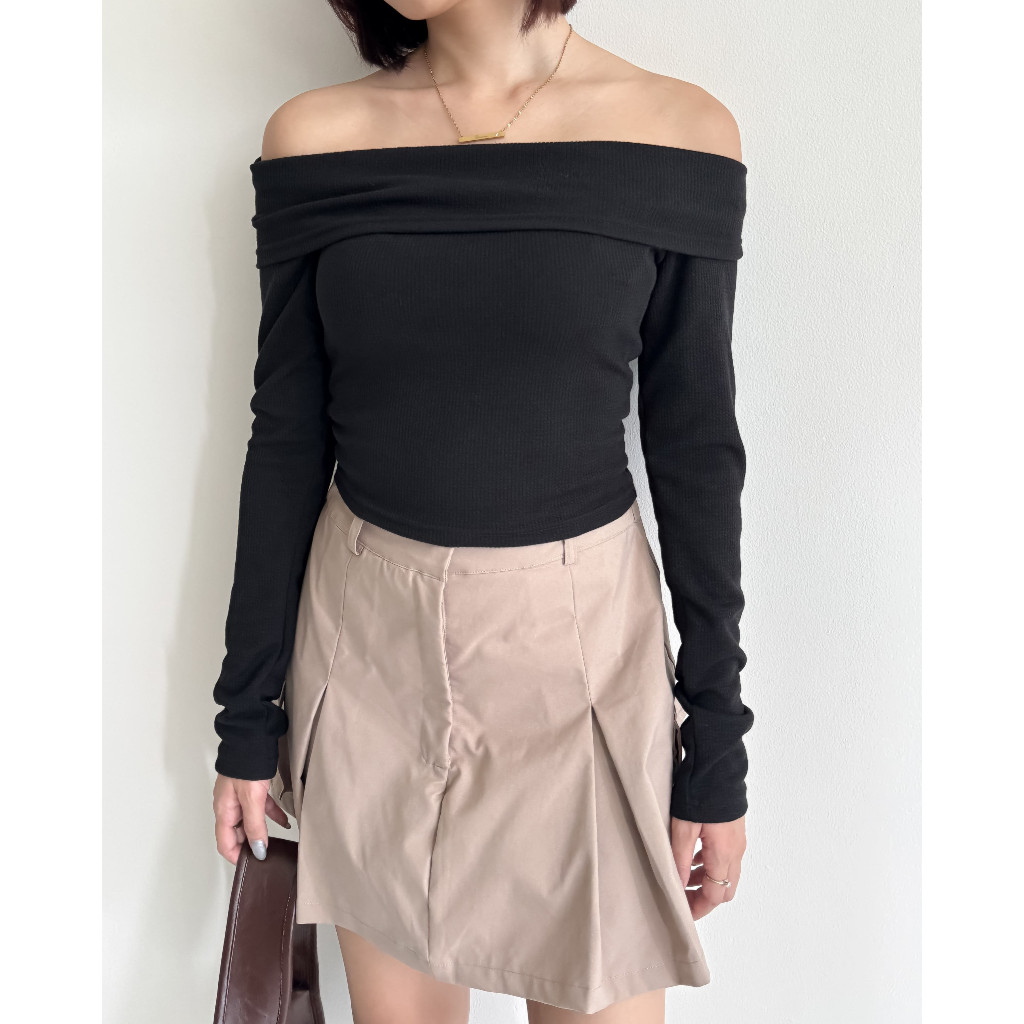 Jual GURLPICK - Jennie Sabrina Top Knit - Sabrina Top - Top Knit - Off ...