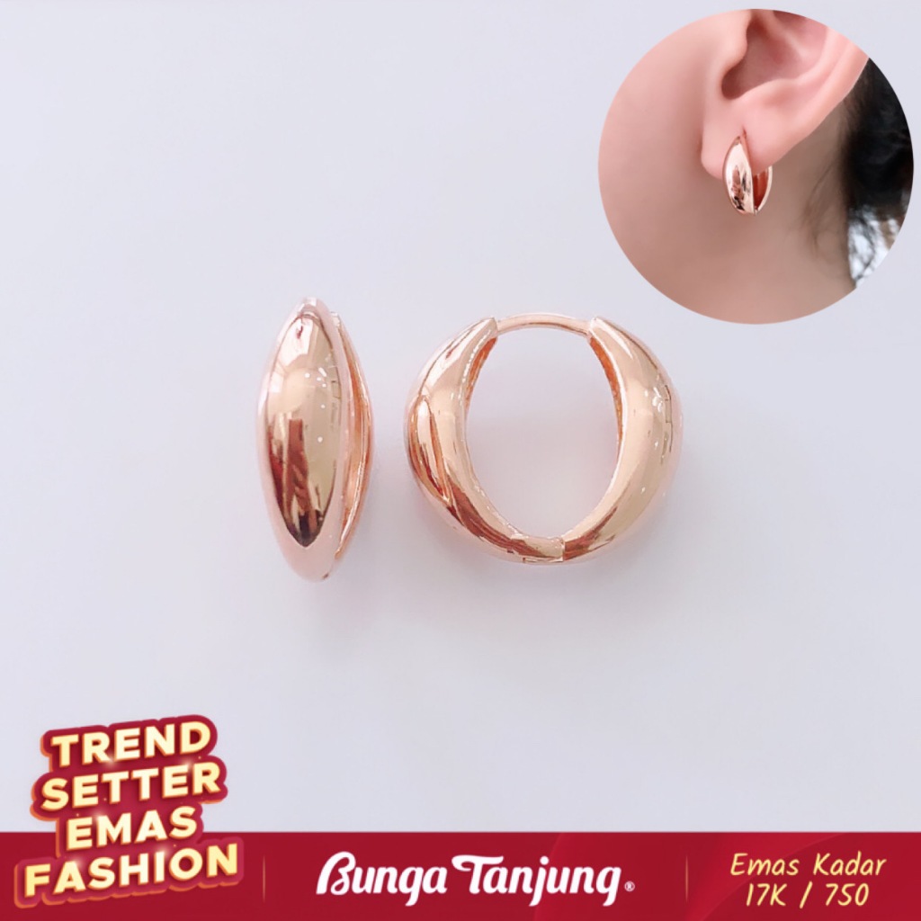 Jual ANTING KLIP OVAL C - EMAS 17K - BUNGA TANJUNG GOLD | Shopee Indonesia