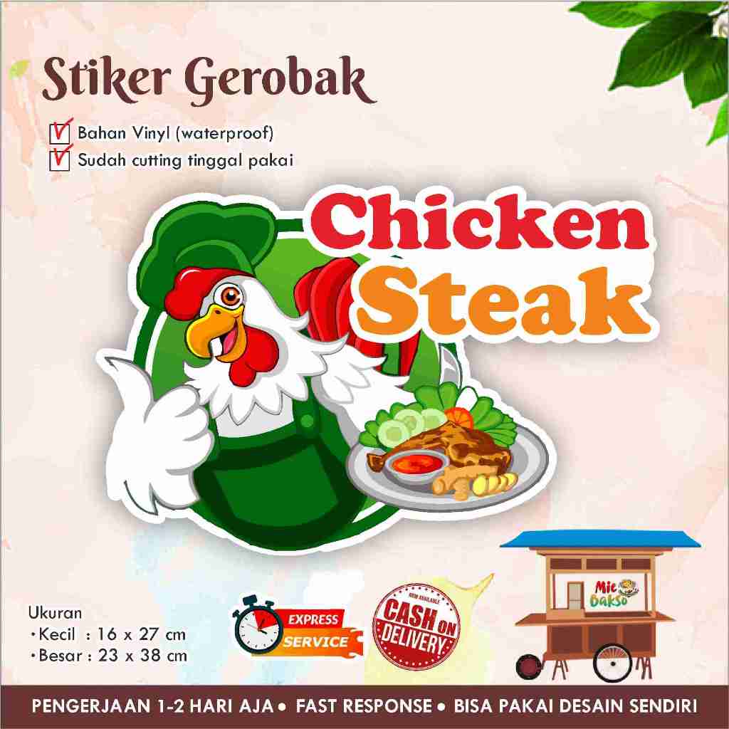 Jual STIKER KACA GEROBAK VINYL CHICKEN STEAK | Shopee Indonesia