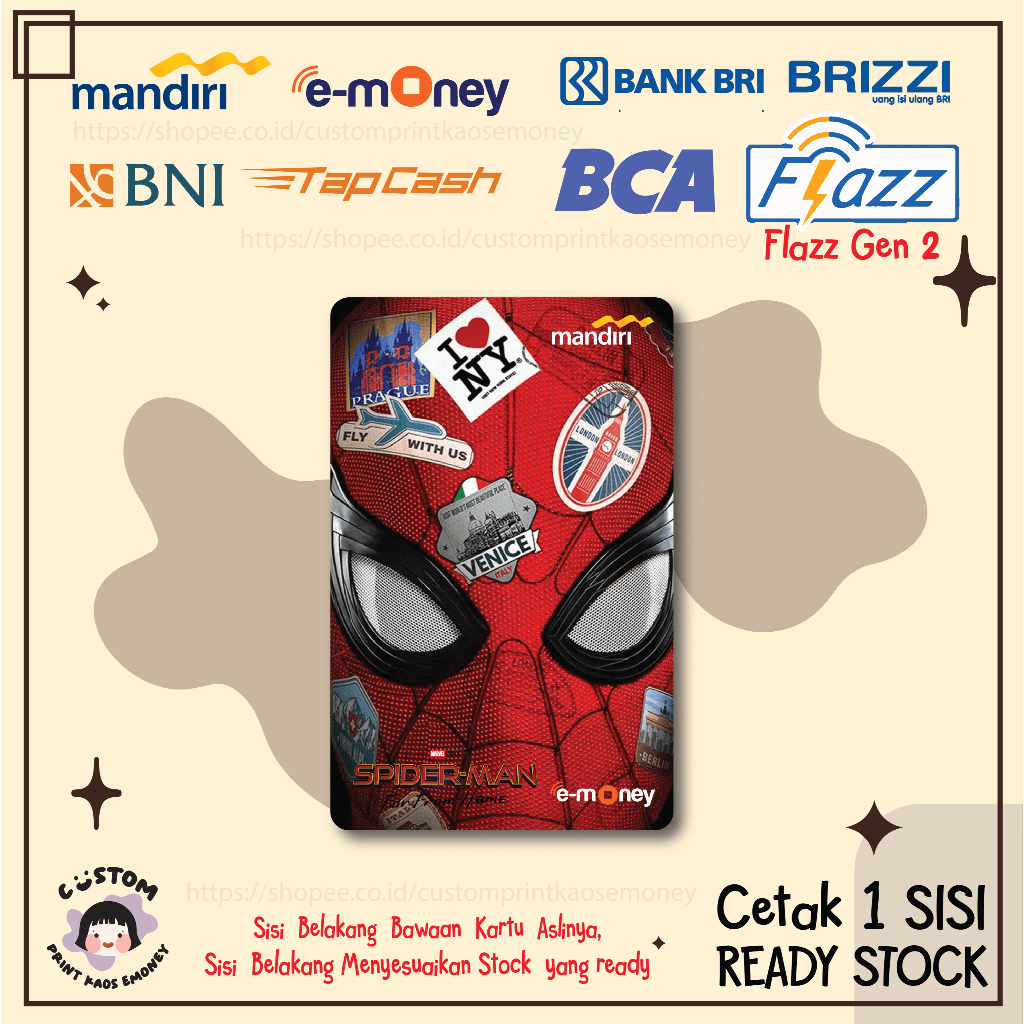 Jual KARTU EMONEY ETOLL SUPERHERO MARVEL FACE SPIDERMAN AVENGERS E MONEY ETOLL MANDIRI FLAZZ BCA ...