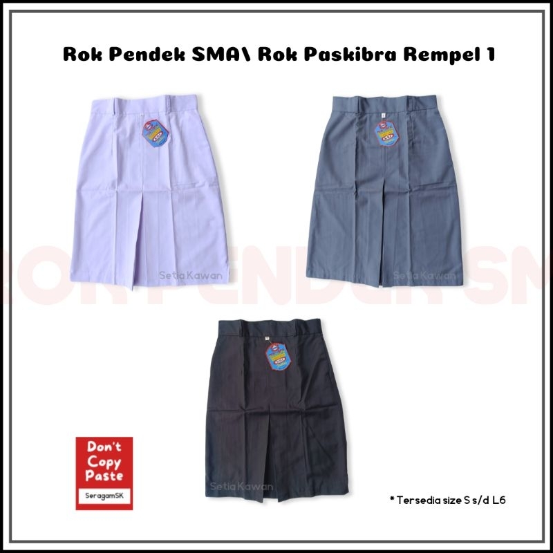 Jual Rok Pendek Span 1 SMA SMU SMK Abu-Abu Putih Hitam / Rok Pendek SMA Belah 1 / Rok PASKIBRA ...