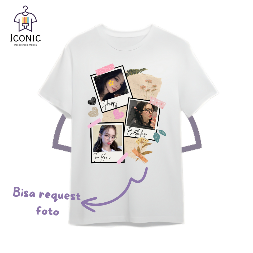 Jual [KAOS CUSTOM] KAOS BAJU SABLON DTF HAPPY BIRTHDAY BISA CUSTOM FOTO ...