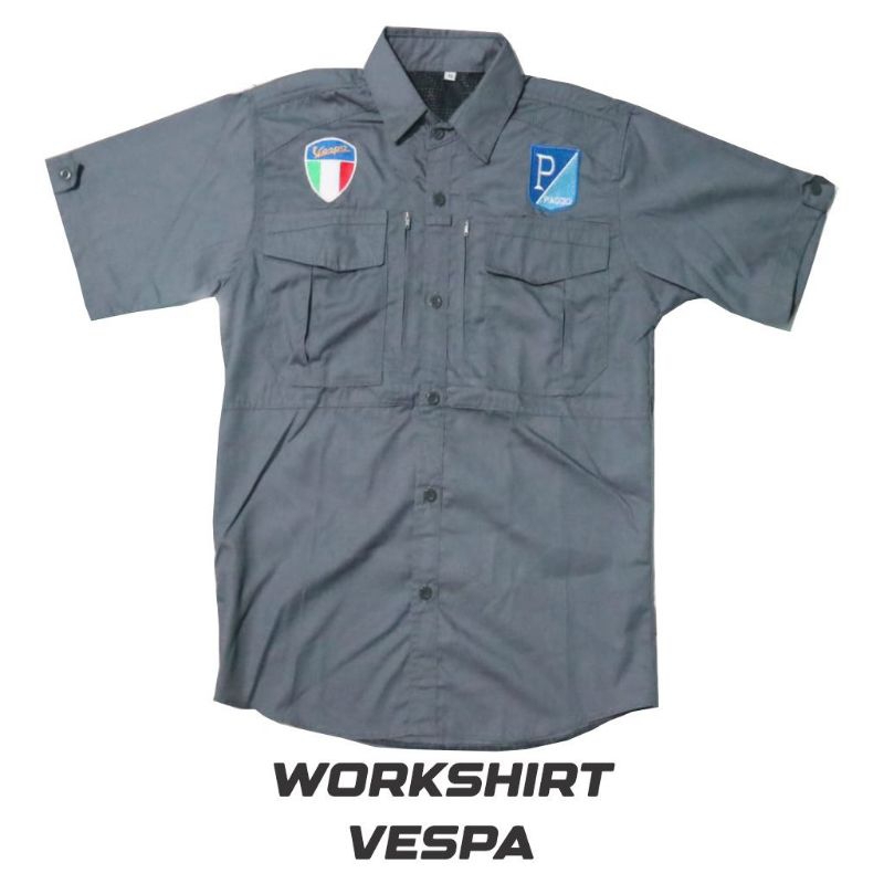 Jual Workshirt Vespa - Kemeja Vespa - Workshirt Motor - Kemeja Motor ...