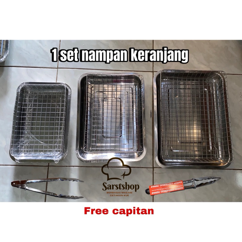 Jual 1set nampan keranjang peniris minyak gorengan/ peniris buah dan ...