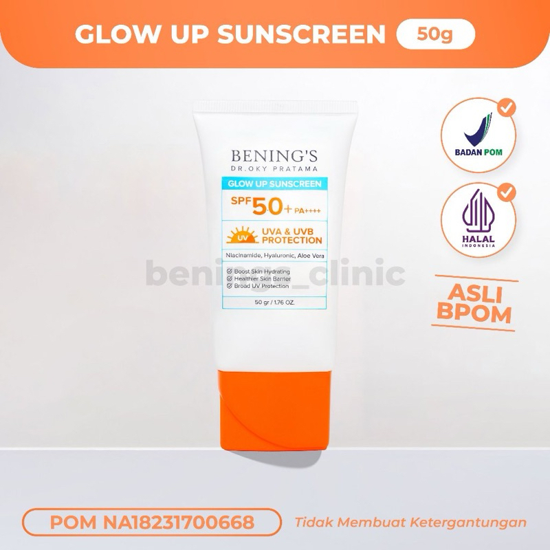 Jual BENING SUNSCREEN GLOW UP SPF 50 SKINCARE DR OKY PRATAMA(sesuai ...