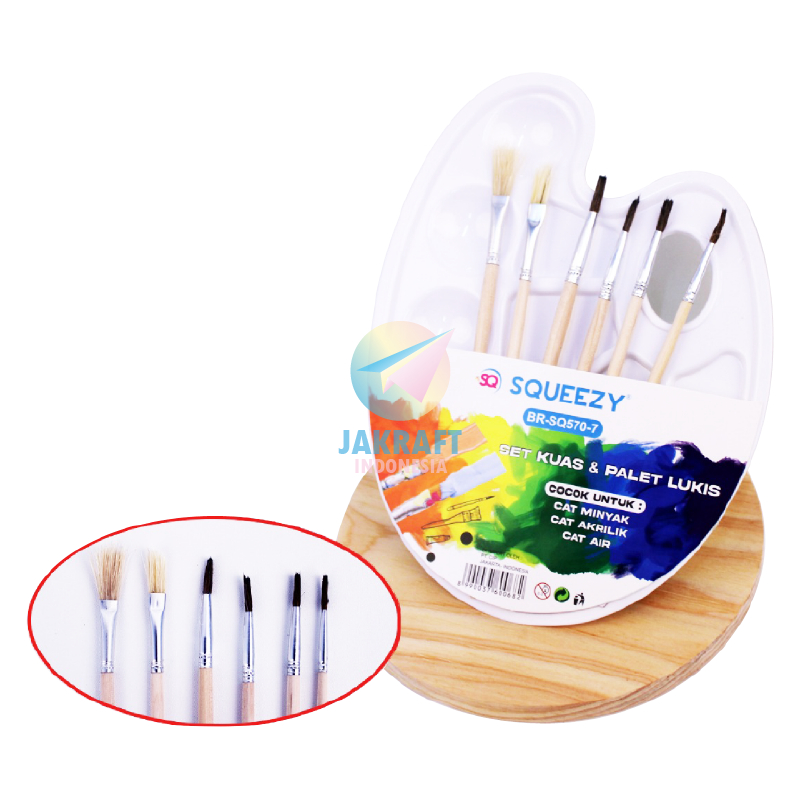Jual (1 Set) Kuas Cat Lukis Set SQUEEZY BR-SQ569-7 isi 6 Brush ...