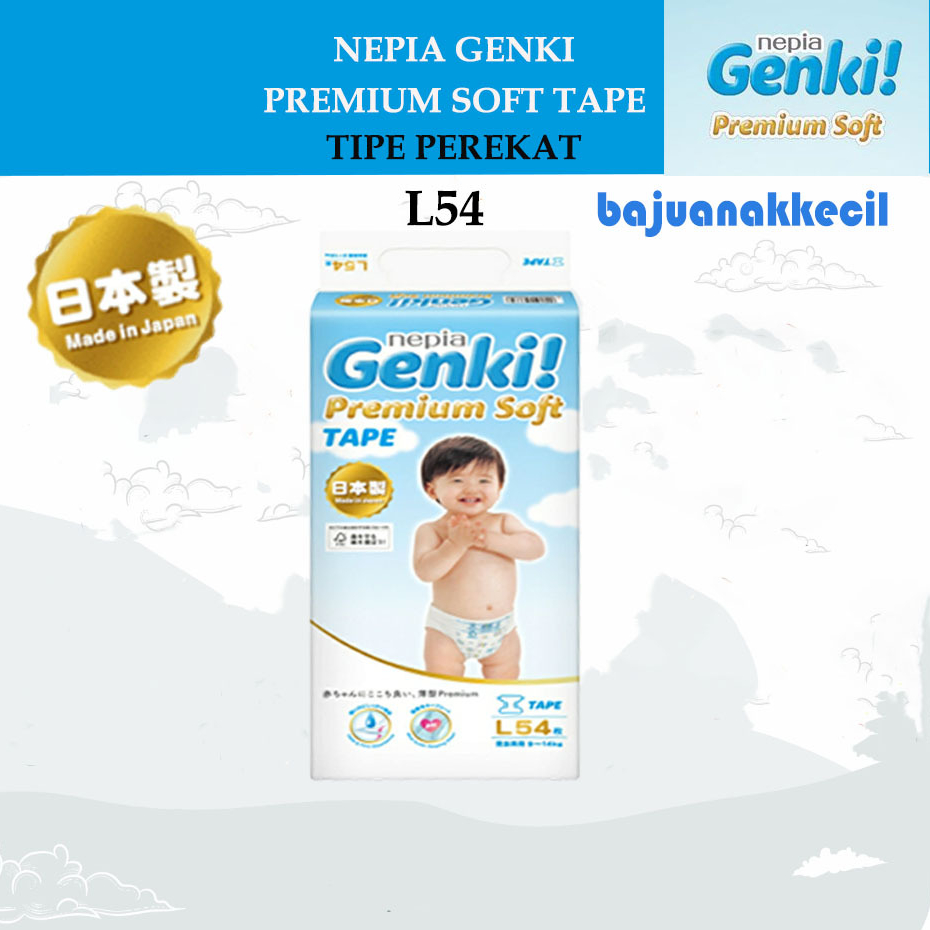 Jual Nepia Genki Tape L 54 Popok Bayi Sekali Pakai Tipe Pempes Perekat Baby Diapers Premium ...