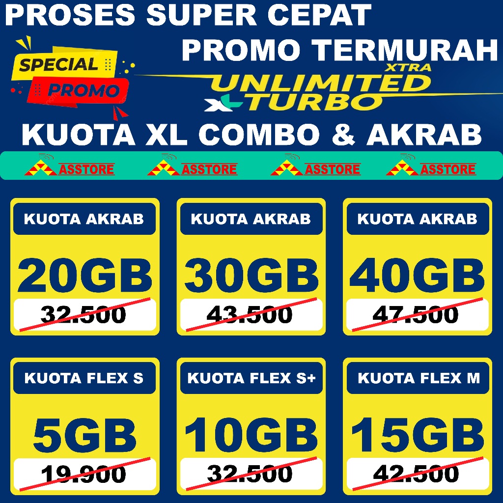 Jual TERMURAH KUOTA XL FULL PAKET DATA UTAMA AKRAB dan COMBO FLEX PROMO | Shopee Indonesia