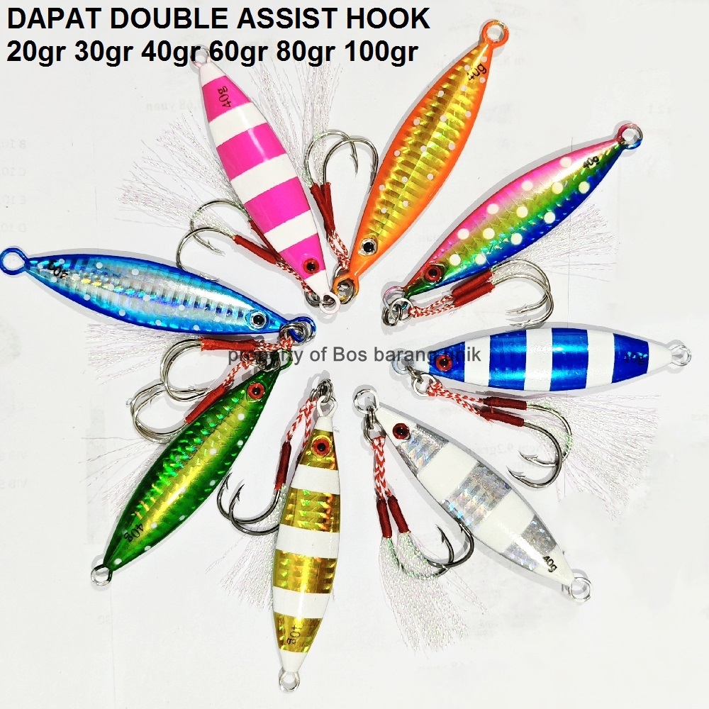 Jual Umpan Pancing Metal Jig GP 20gr 30 gr 40gram 60 gram 80g 100 gr Dapat Double Assist Hook ...