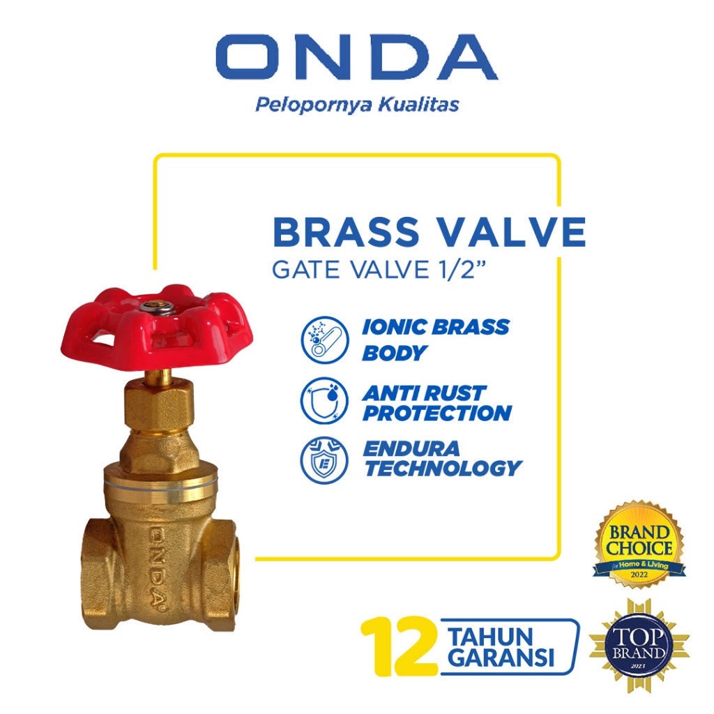 Jual ONDA Brass Valve Pengatur Aliran Air Kuningan Anti Bocor dan Tahan ...