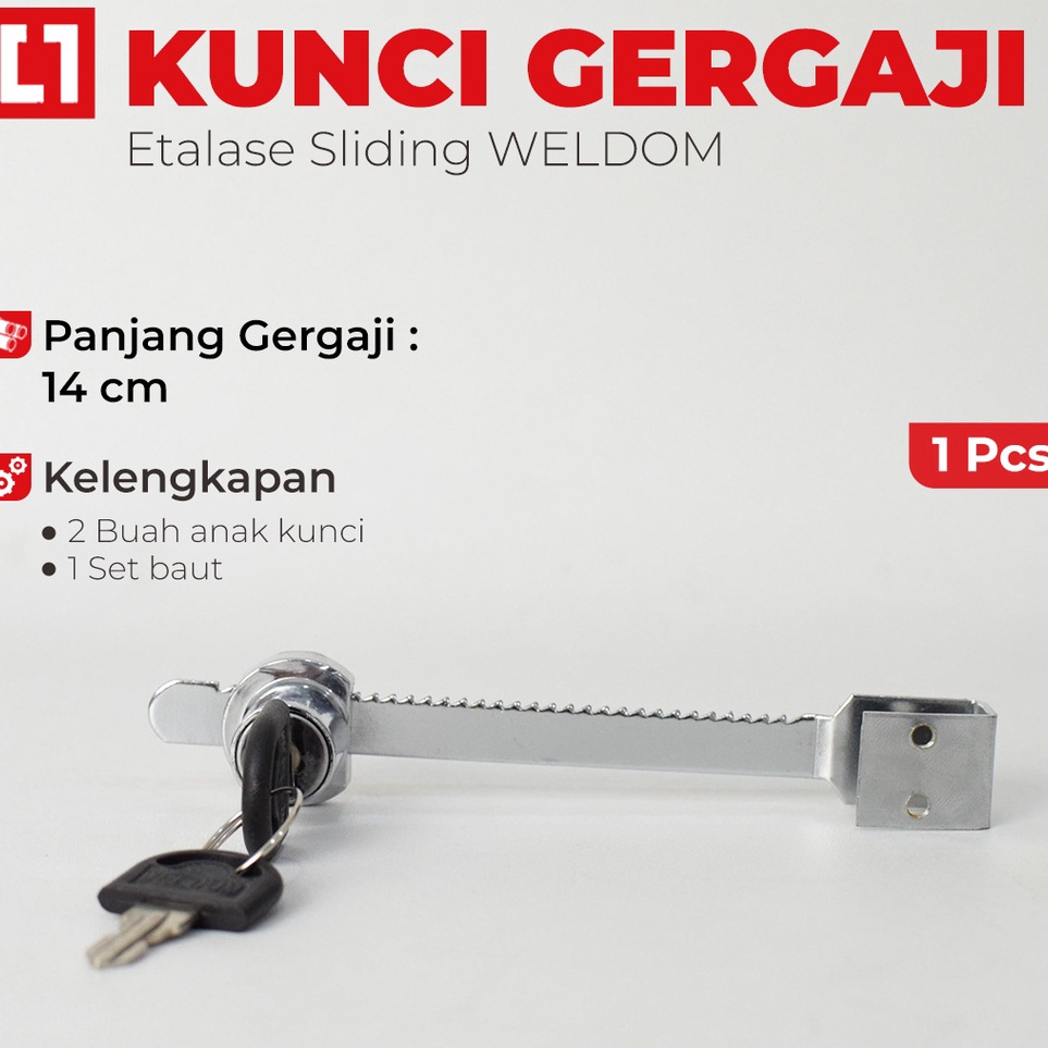 Jual DQC Kunci Gergaji Buaya Pintu Lemari Etalase Kaca Geser Sliding Weldom | Shopee Indonesia