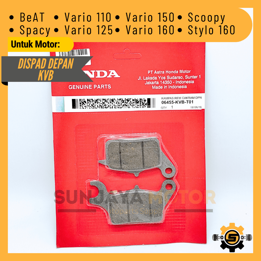 Jual Dispad Depan Original Honda KVB Kampas Rem Beat FI Vario 110 Karbu ...