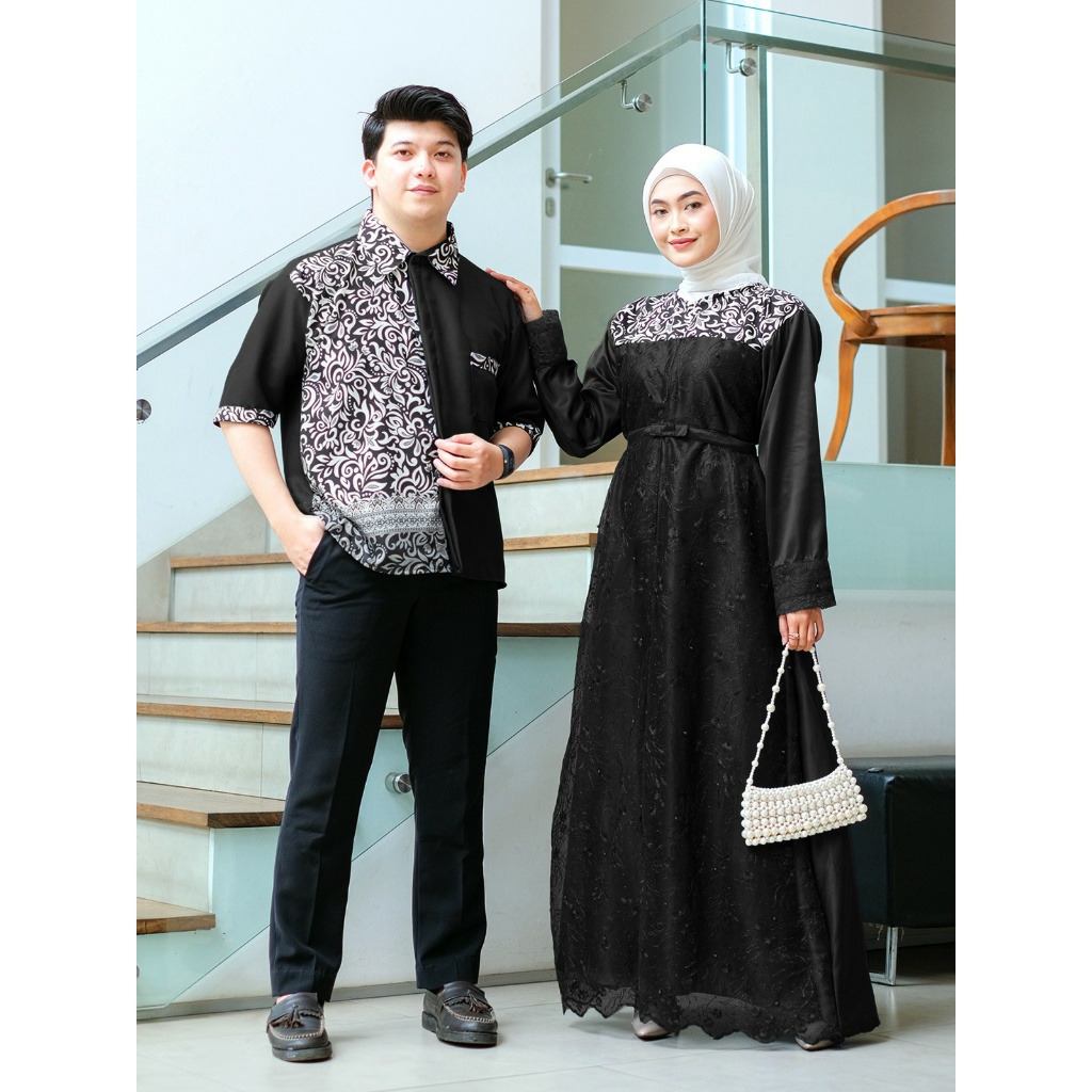 Jual couple baju pasangan muslim motif batik dan kemeja lengan Pendek ...