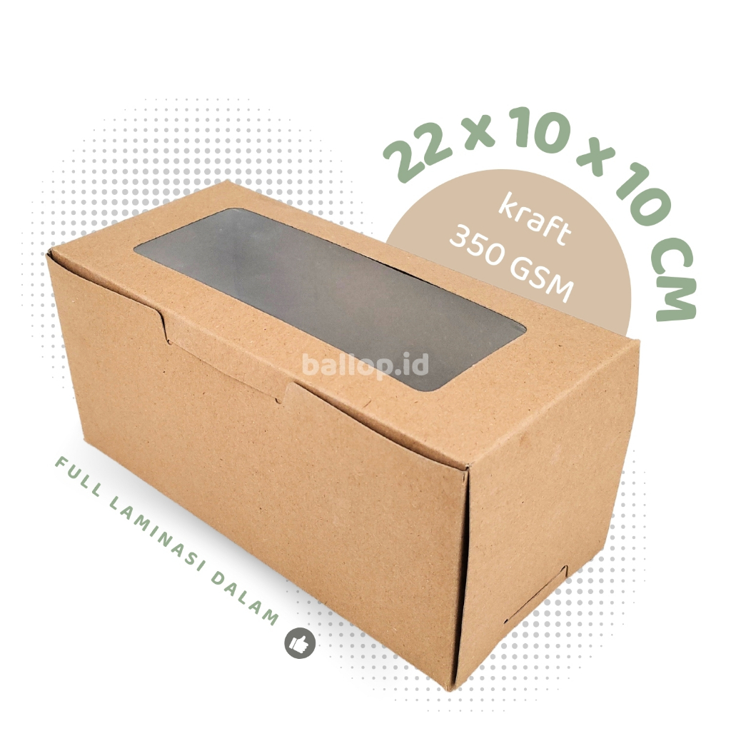 Jual KRAFT 22 10 10 LAMINASI JENDELA Box Dus Kotak Bomboloni Roti Bakar ...