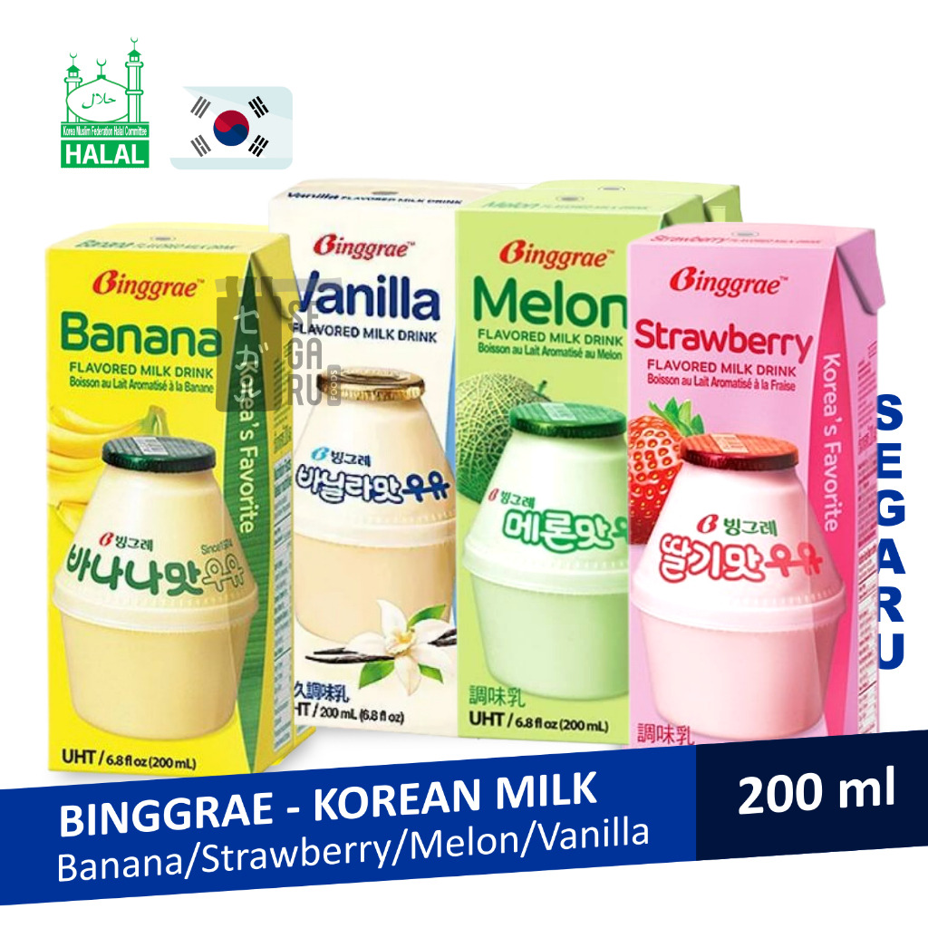 Jual Binggrae Banana / Strawberry / Melon / Lychee Flavored Milk Korean ...