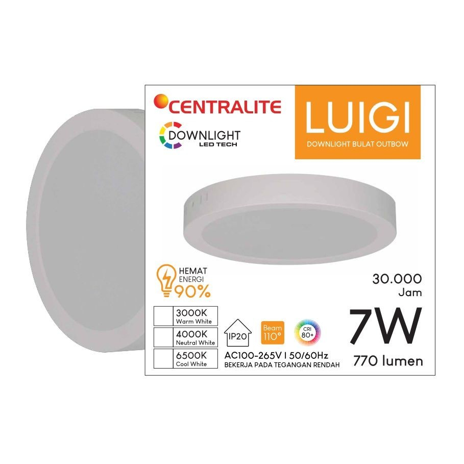 Jual Lampu Downlight LED Panel Outbow OB 7 Watt 2,5" Bulat Centralite ...