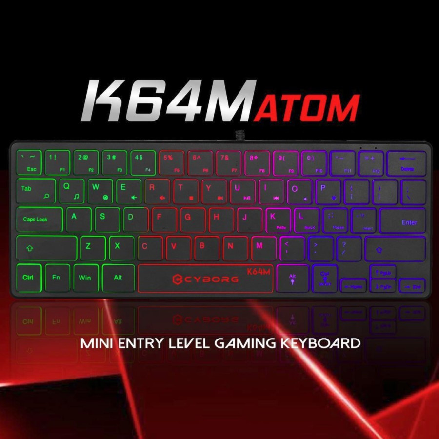 Jual Keyboard Mini Gaming Cyborg Membrane Wired TKL 60% 64 keys Atom ...
