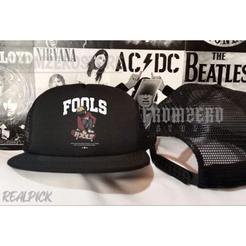 Jual Topi Snapback Jaring Terbaru- Topi truckle datar Logo SKATE FOOLS ...