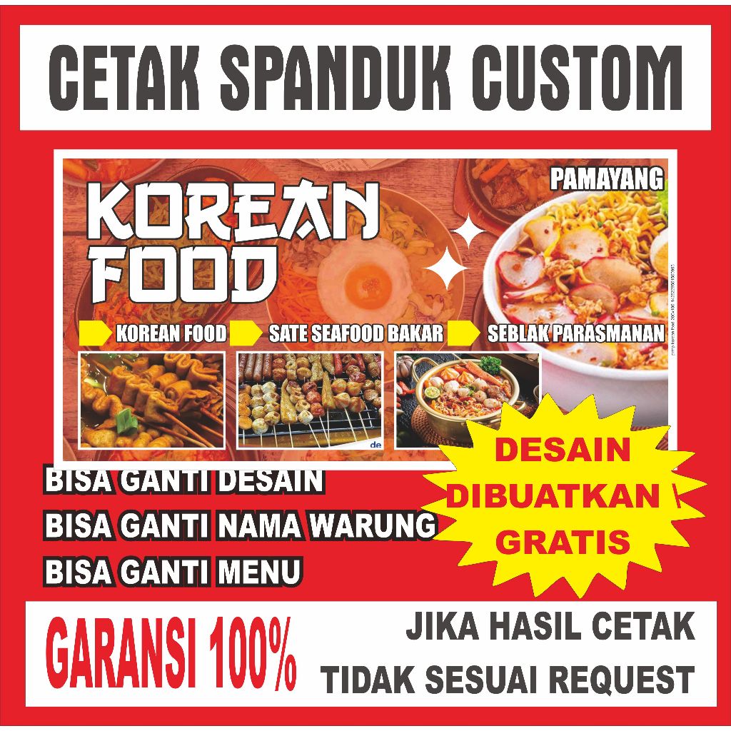 Jual Spanduk Korean Food Bisa Request Custom Desain Kami Buatkan Gratis ...