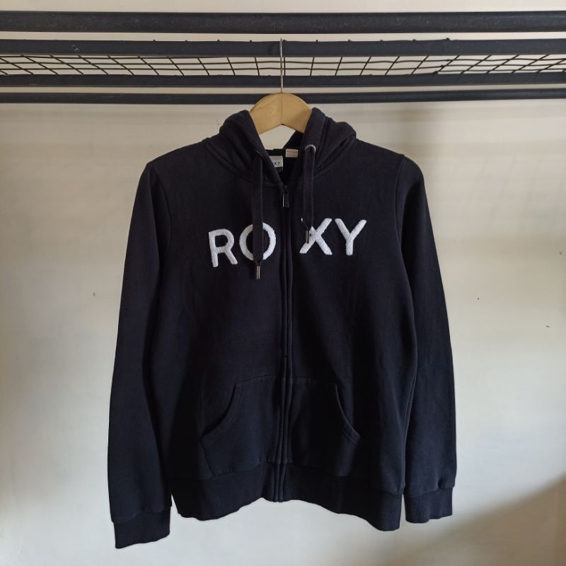 Jual ROXY BIGLOGO OFFICIAL TAG ZIPHOODIE BLACK - TOWEL LOGO | Shopee ...