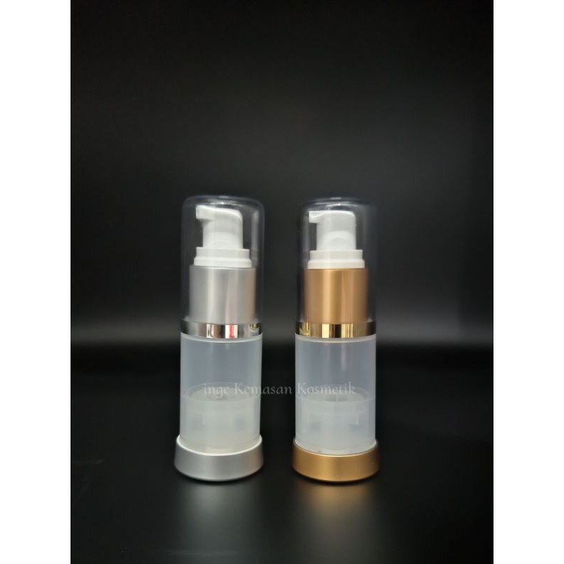 Jual BOTOL PUMP AIRLESS 15 ML RING GOLD - SILVER / BOTOL SERUM PUMP ...