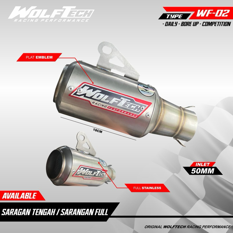 Jual Silincer Knalpot Racing Tipe WF 02 Wolf Tech Racing | Shopee Indonesia