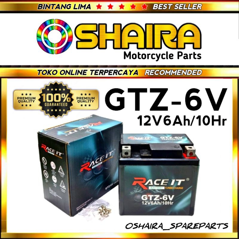 Jual AKI FULL KERING GTZ-6V 12V 6Ah/10Hr BATTERY TURBO CHARGE VARIO 125 ...