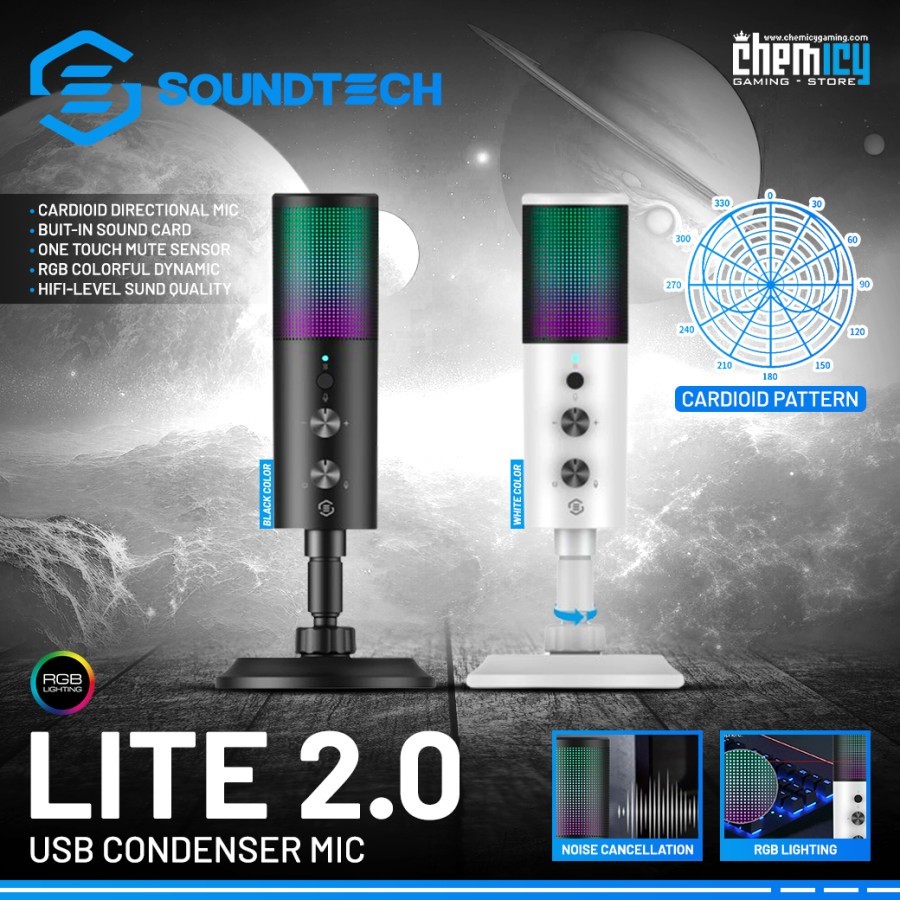 Jual Soundtech Lite 2.0 RGB Condenser Gaming Microphone for Streaming ...
