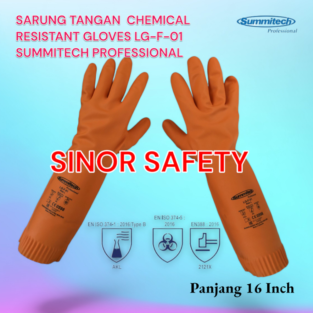 Jual Sarung Tangan Manset CHEMICAL RESISTANT Gloves LG-F-01 Summitech - 16 Inch Orange | Shopee ...