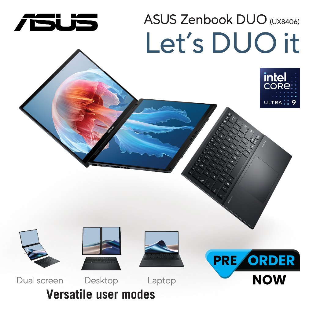 Jual ASUS ZENBOOK DUO UX8406MA-OLEDS711|ULTRA 7-155H/16GB/SSD 1TB/14' OLED/INTEL ARC/WIN 11 ...