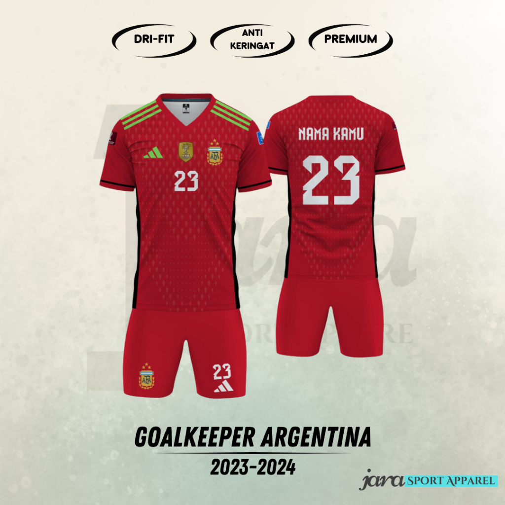 Jual Jersey Sepak Bola KIPER ARGENTINA MERAH 2022/2023 GK Third Desain ...