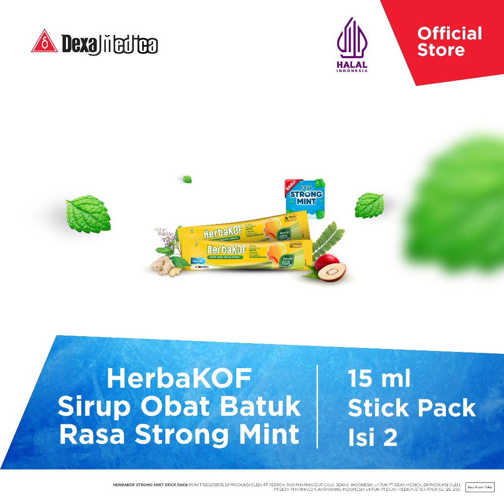 Jual Herbakof Sirup Obat Batuk Rasa Strong Mint 15 ml Stickpack - 2 Pcs ...
