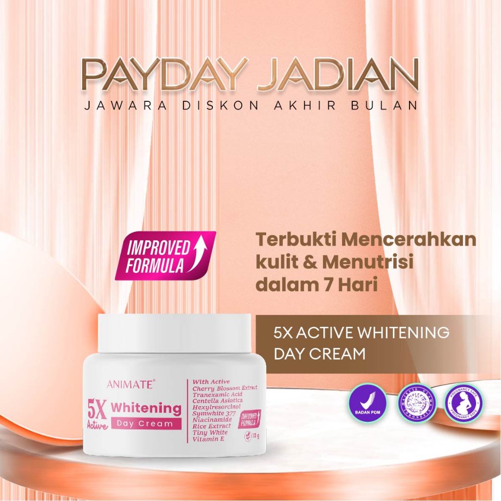 Jual Animate 5x Active Whitening Day Cream 10 gr / Cream Pagi Pencerah ...