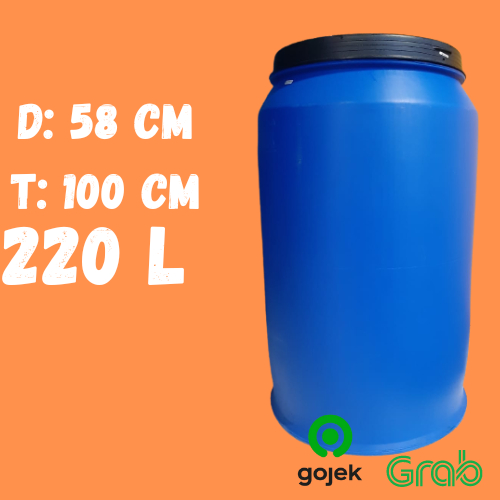 Jual Tangki Tong Air Drum Tempat Sampah Biru Tebal Gentong 200L 220L Liter HDPE | Shopee Indonesia