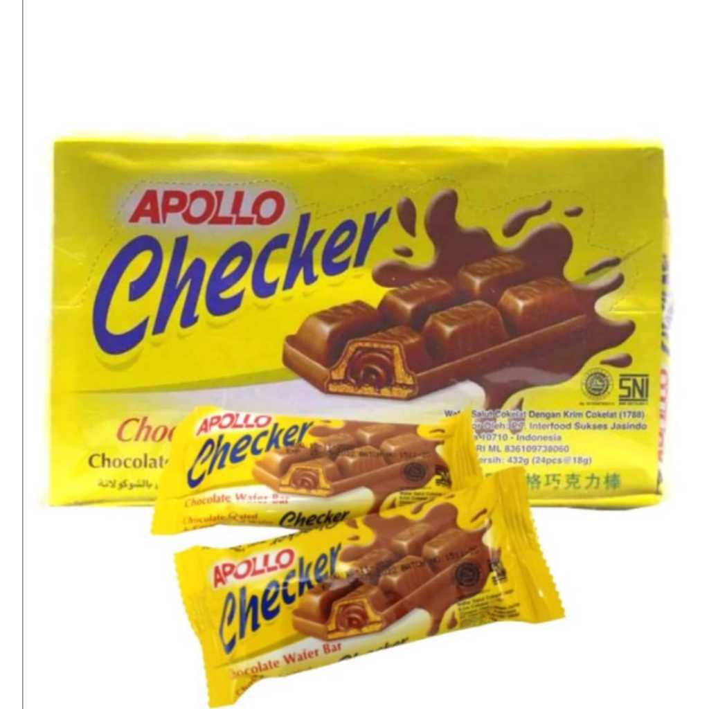 Jual Apollo Checker / Chocolate Wafer Bar / Biskuit Berlapis Coklat dan ...