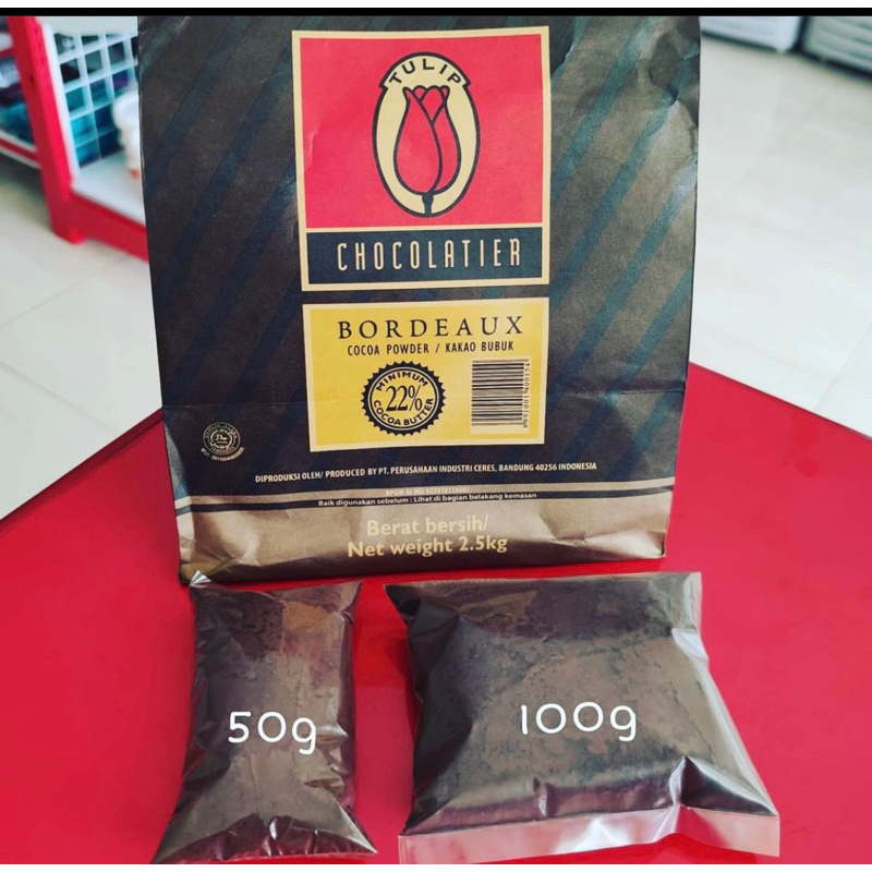 Jual coklat bubuk tulip repack 100 gram / bordeaux tulip | Shopee Indonesia