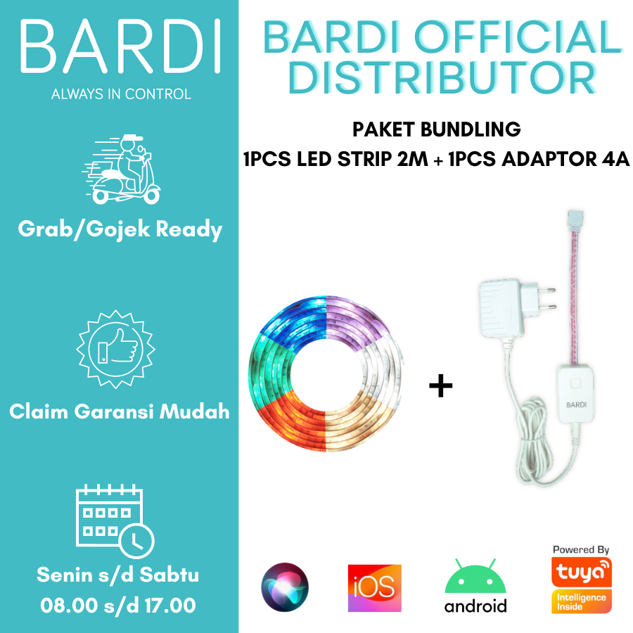 Jual BARDI Bundling 1 LED Strip RGBWW Wifi 2m & Adaptor 4m 1A - Lampu ...