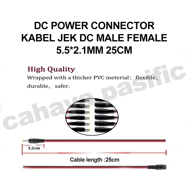 Jual Kabel Jack Jek DC 12V 25CM Power Supply Male Female Konektor ...