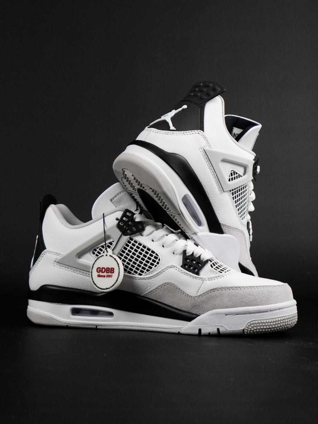 Jual Sepatu Jordan 4 Retro Military Black White Black Grey Authentic ...