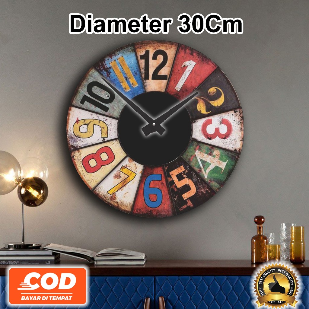 Jual Jam Dinding Vintage Retro Tema Aestethic Eropa klasik Silent ...