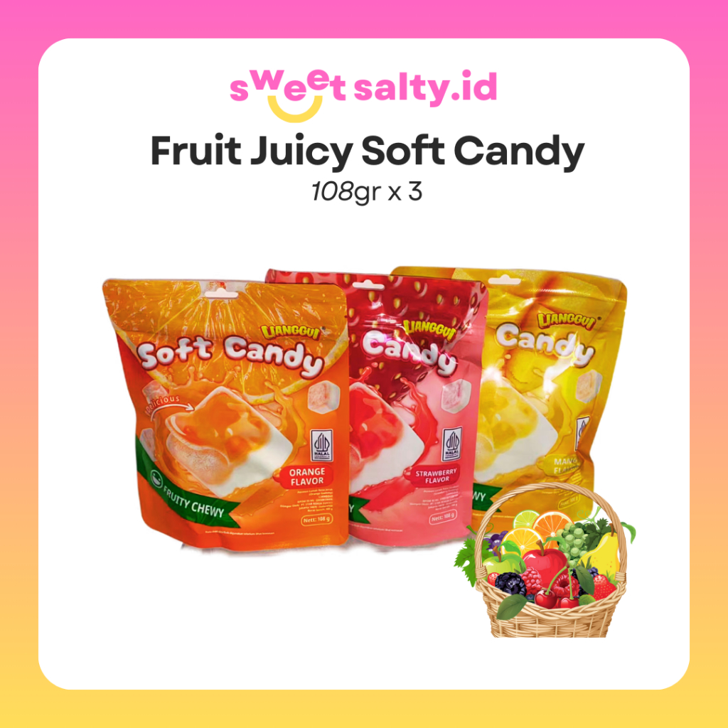 Jual [HALAL] LIANGGUI Permen Fruit Juicy Soft Candy Bundling 3PC 108gr ...