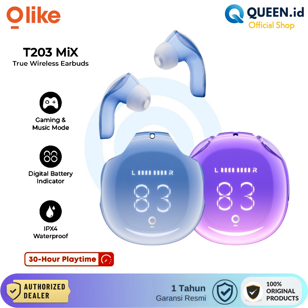 Jual Olike T203 Crystal Mix TWS True Wireless Earbuds Headset Bluetooth 5.3 | Shopee Indonesia
