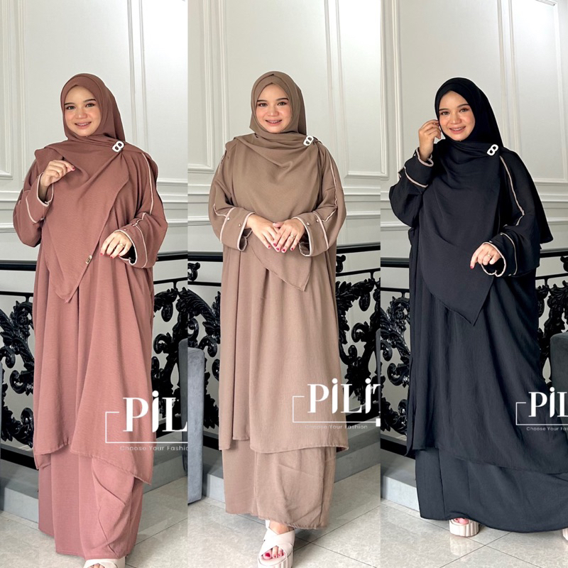 Jual Kayla Set Rok Tunik Syari Pashmina Oval Crinkle Set Tunik Viral ...