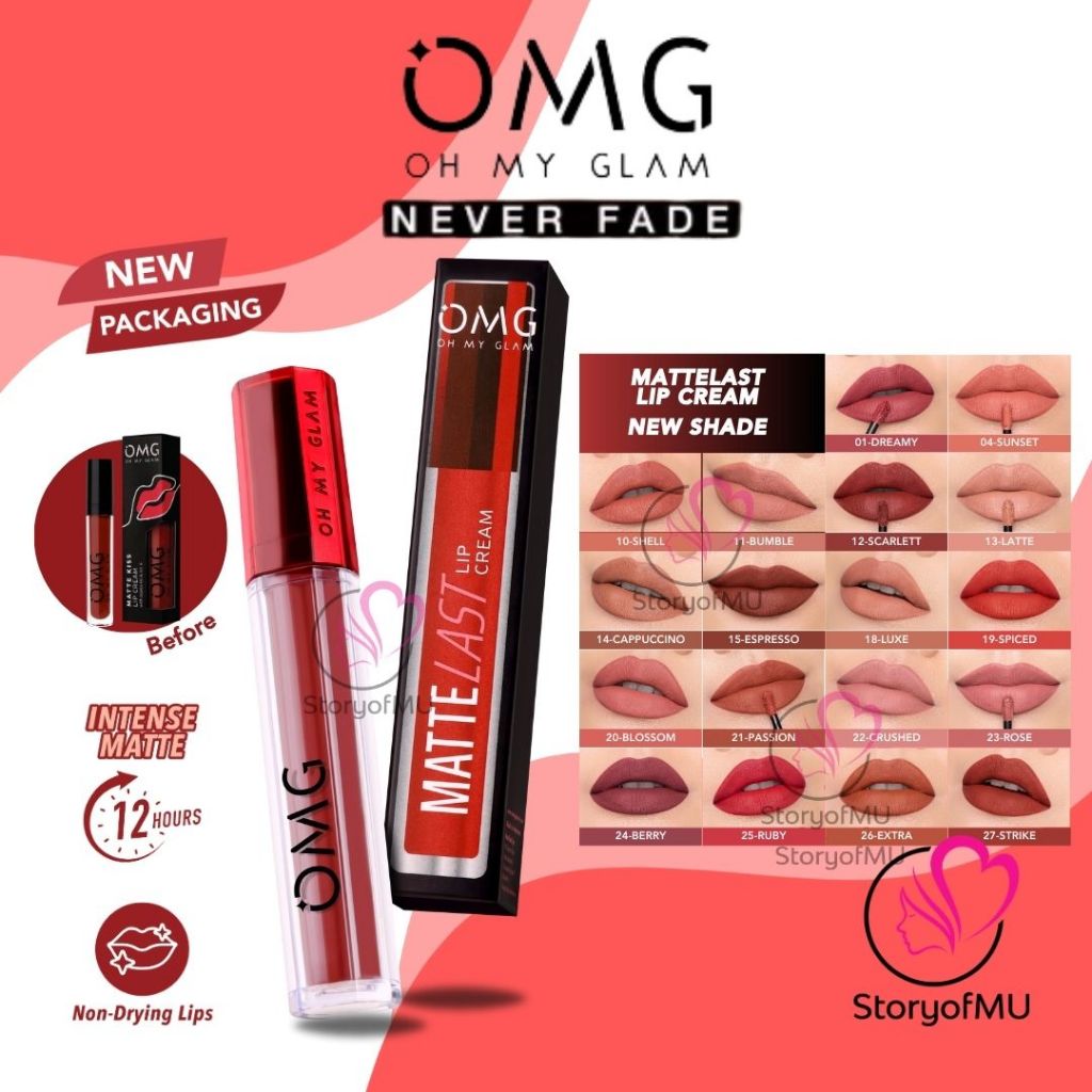 Jual ️ StoryofMU ️ OMG OH MY GLAM Mattelast Lip Cream 2.9gr | Shopee Indonesia