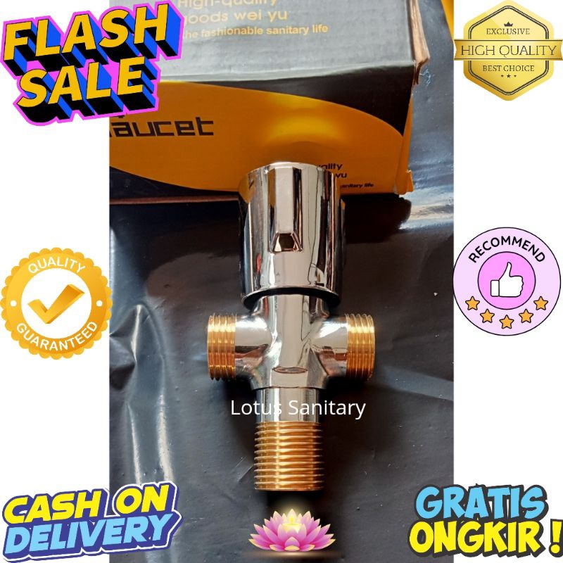 Jual PREMIUM stop kran shower Kuningan Tee cabang 2 lubang 3 crome ...